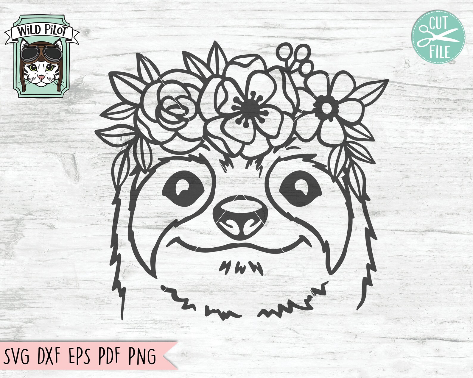 Sloth SVG File Floral Sloth Cut File Sloth With Flower Crown - Etsy ...