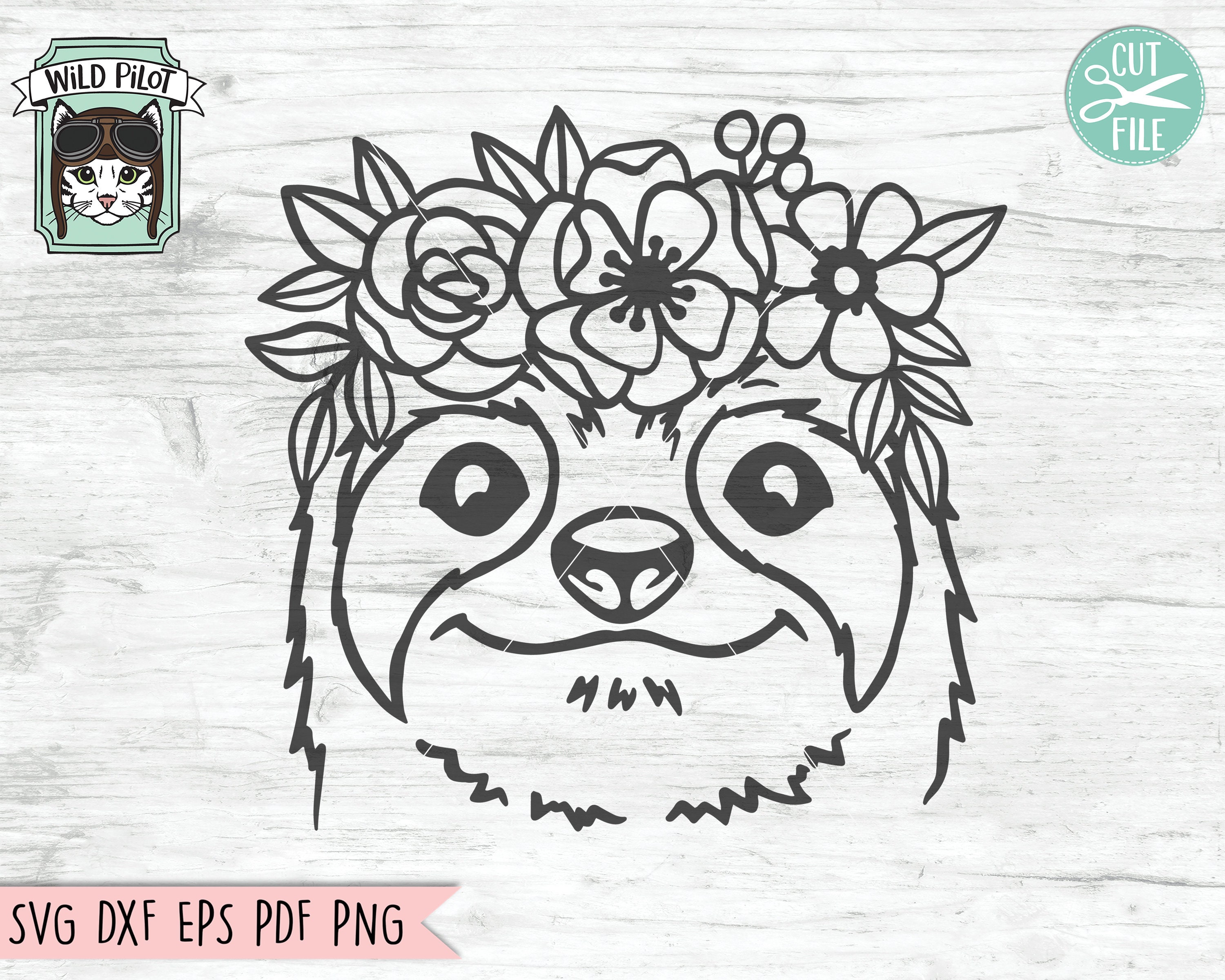Sloth SVG File Floral Sloth Cut File Sloth With Flower Crown - Etsy