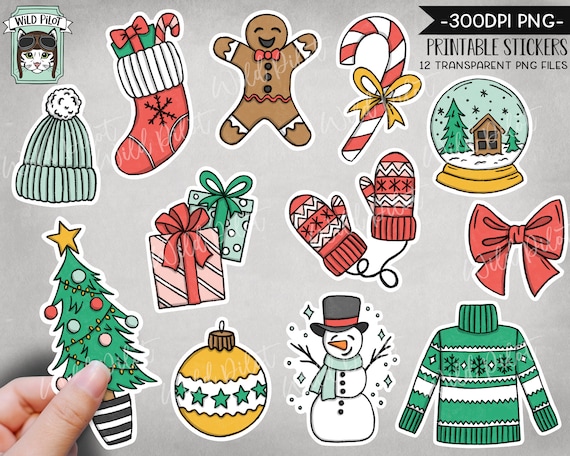 PRINTABLE Christmas Sticker Files PNG File Christmas - Etsy