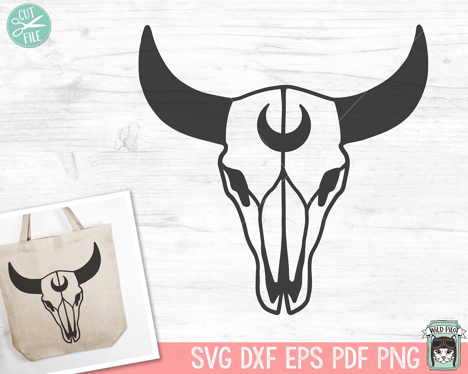 Cow Skull SVG Cut File Bull Skull SVG Mystical Svg Crescent - Etsy