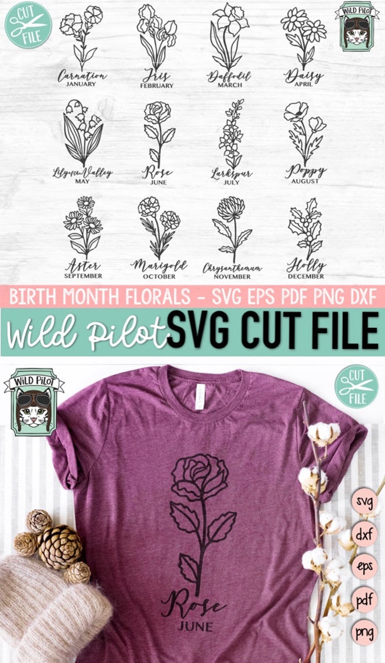 Birth Month Flower Bundle SVG Birth Flowers Svg File Birth - Etsy