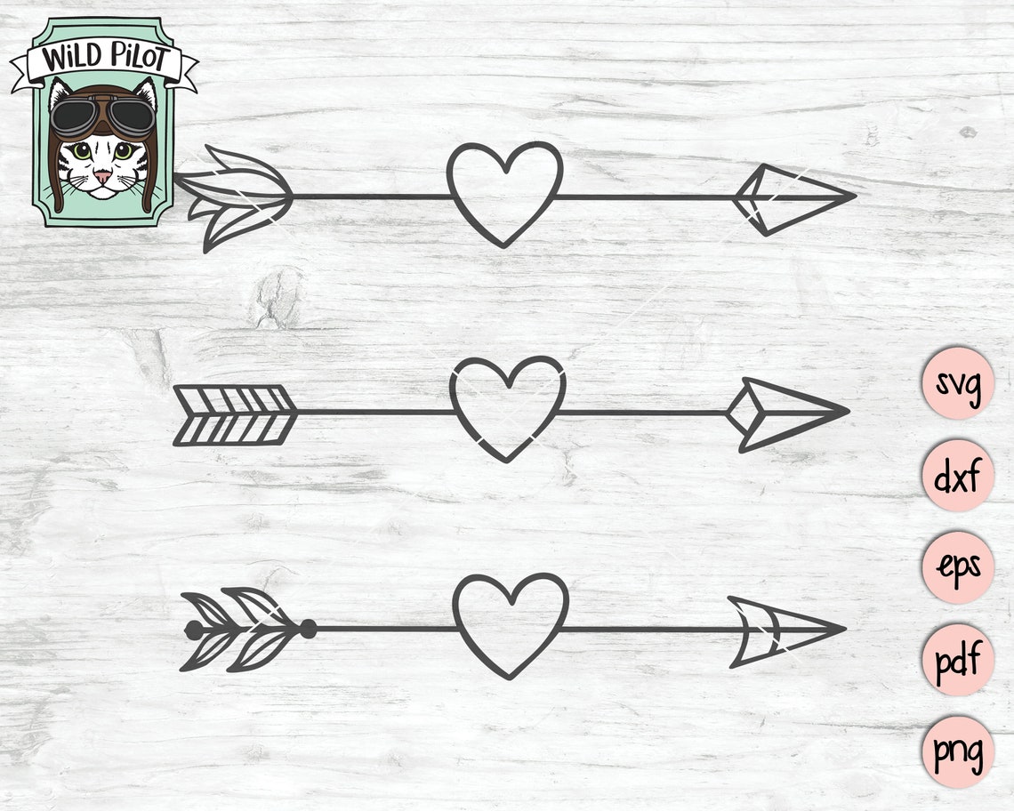 Arrows SVG Cut File Arrow Heart SVG Cut Files Valentines Day - Etsy