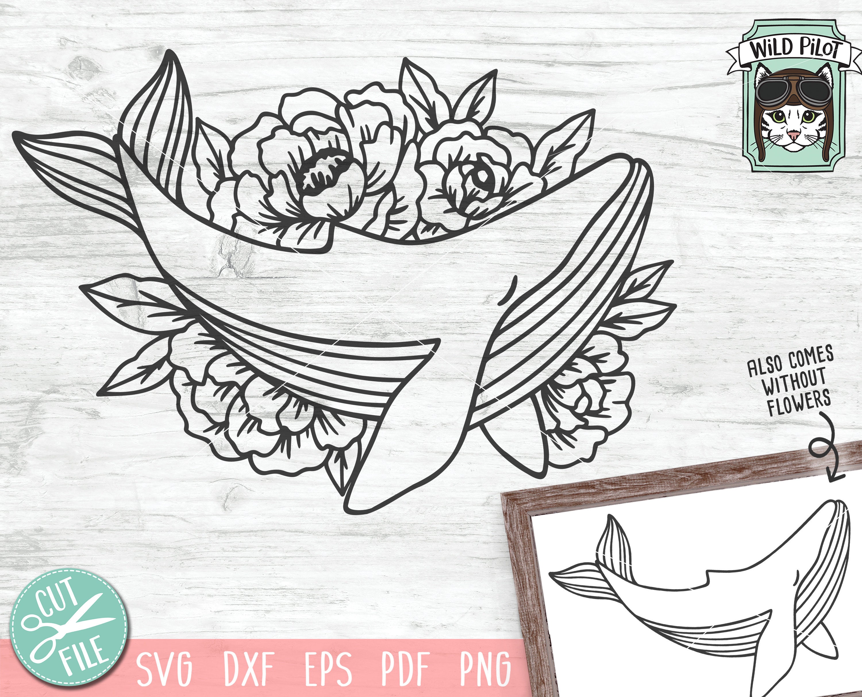 Whale SVG File Whale Cut File Whale Floral SVG File Whale | Etsy