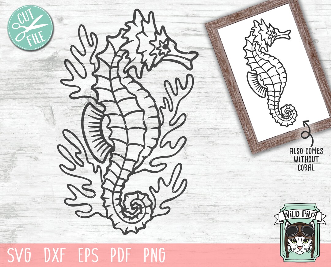 Seahorse SVG File, Seahorse Cut File, Seahorse Coral SVG File, Summer ...