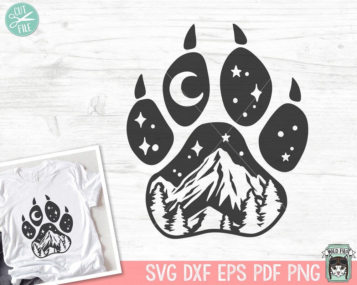 Paw Print SVG, Mountain Scene SVG, Adventure SVG, Forest Trees Svg ...