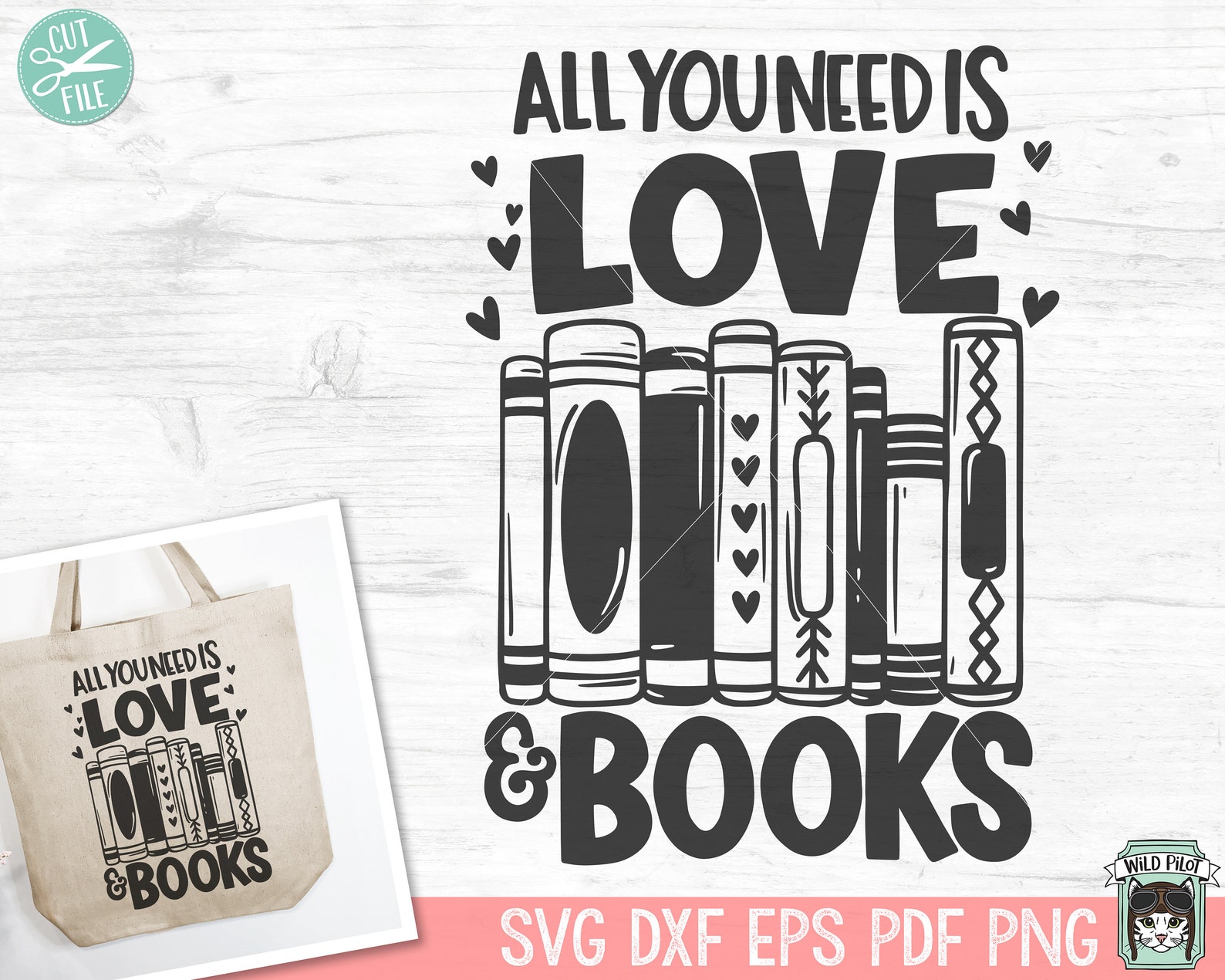 Book Lover SVG, Valentines Day Books SVG, Reading SVG, All You Need is ...