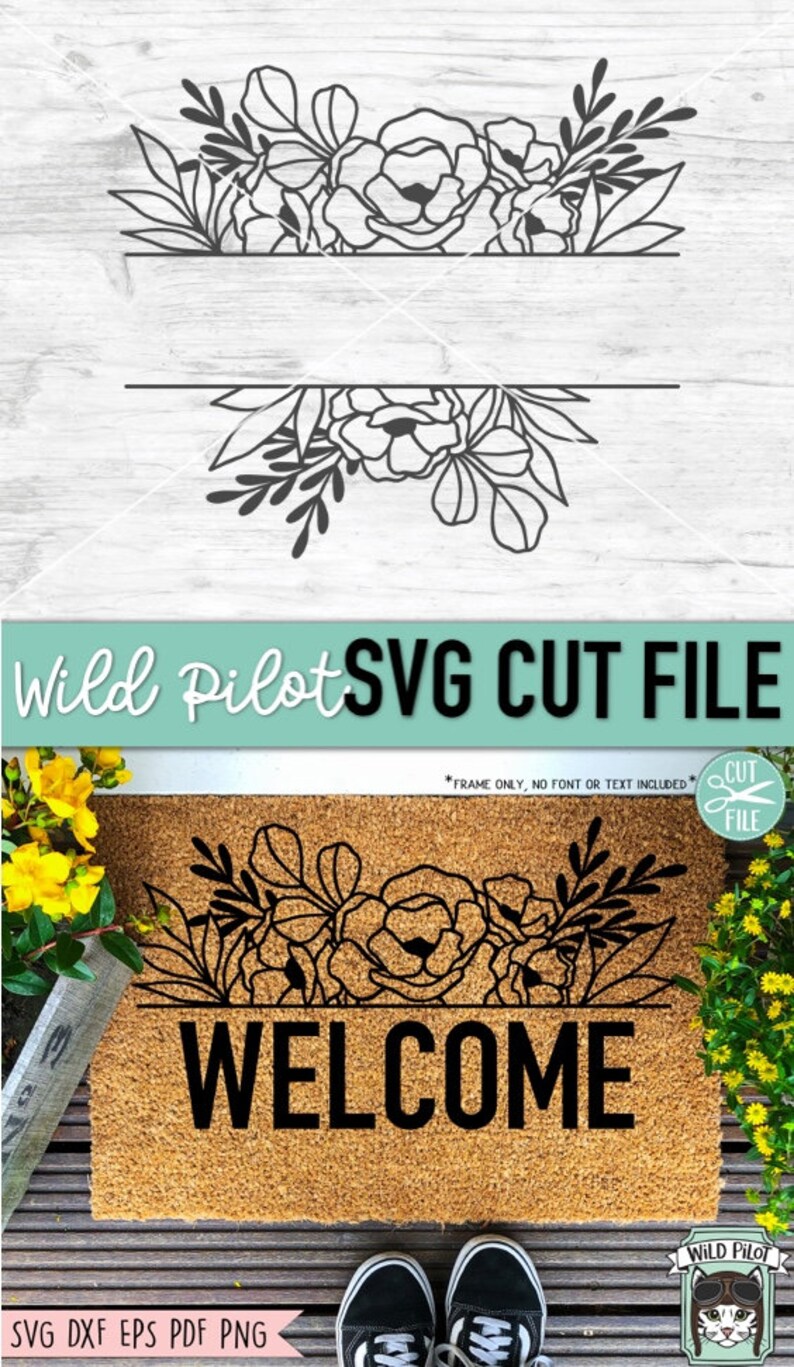 Floral Split Monogram Frame SVG File Split Monogram Svg - Etsy