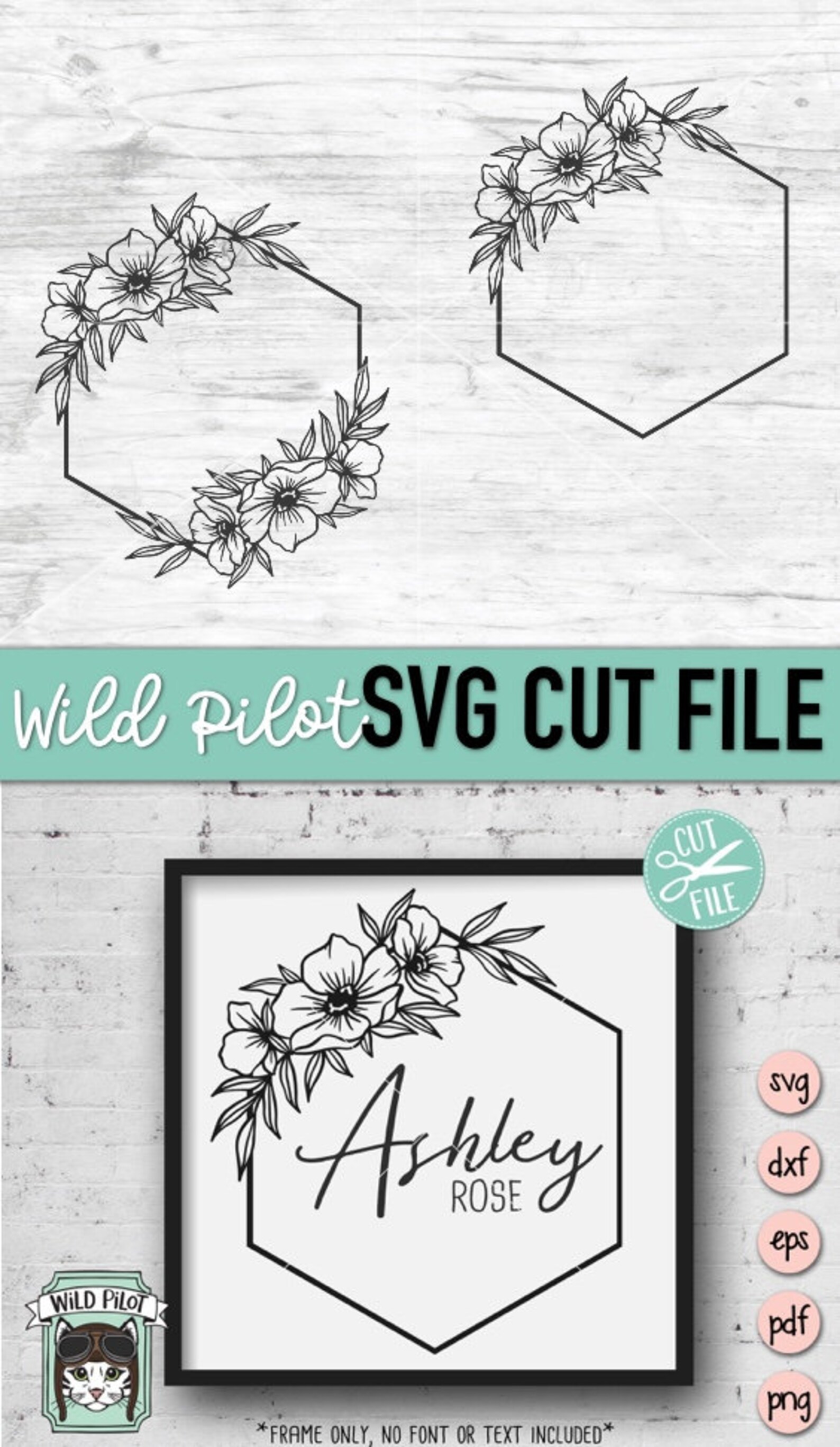Flower Frame SVG Hexagon Flower Frame SVG Floral Frame Cut - Etsy