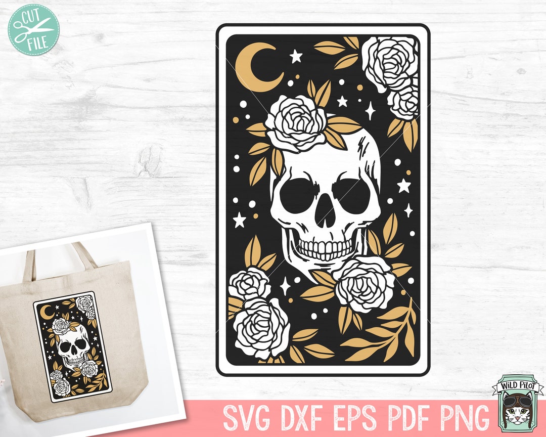 Tarot Card Skull Svg, Floral Skull Tarot Svg File, Death Tarot Card Svg ...