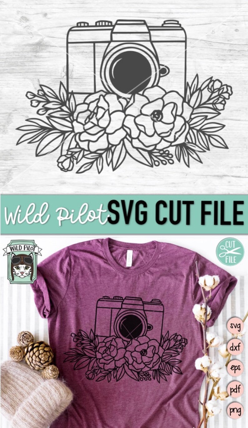 Floral Camera SVG File Flower Camera Cut File Photography - Etsy