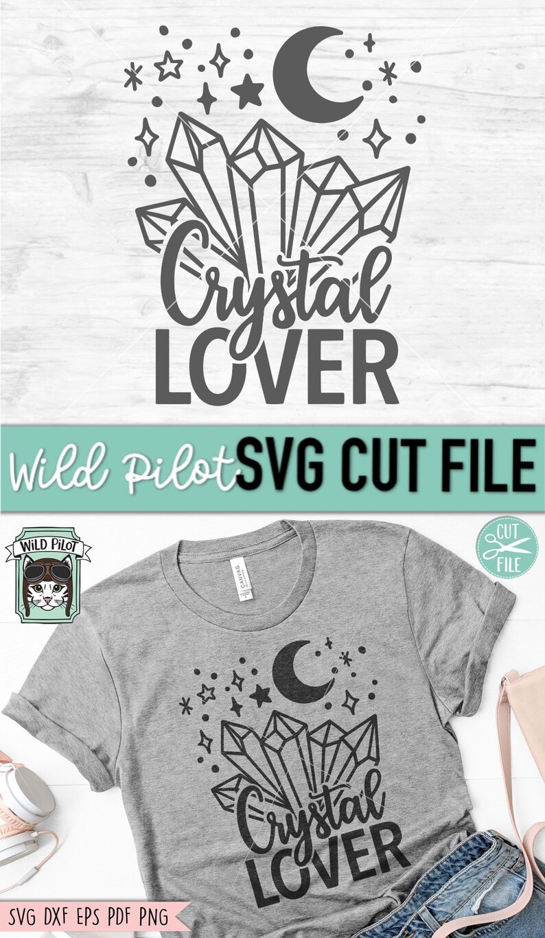 Crystal Lover SVG, Moon SVG Cut File, Mystical Svg, Crystals Svg, Moon ...