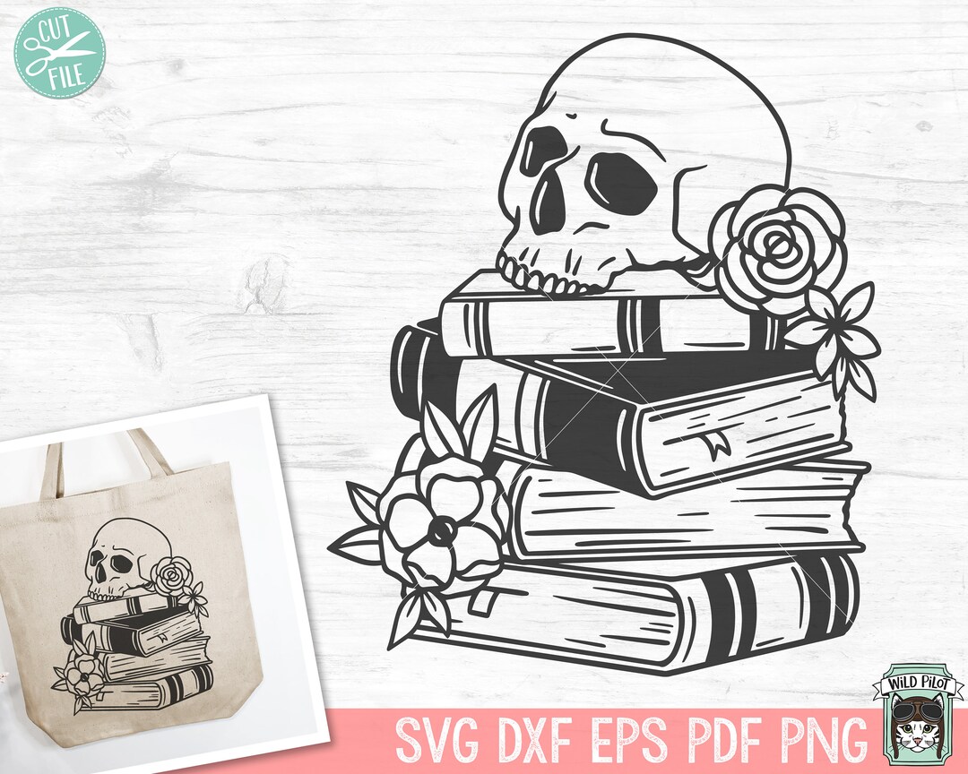 Book SVG, Skull SVG, Halloween SVG, Mystical Svg, Reading Svg, Floral ...