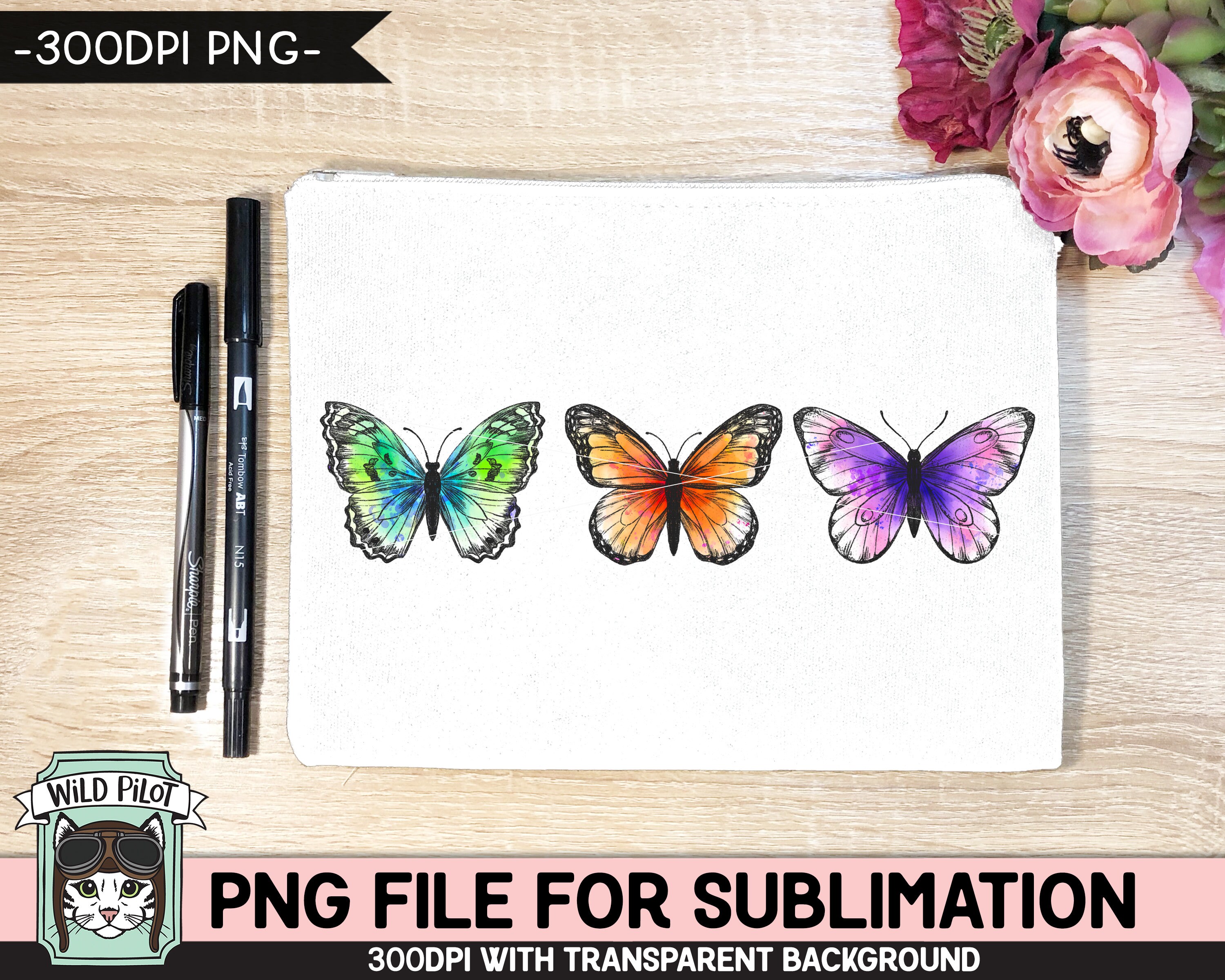 Watercolor Butterfly SUBLIMATION design png Butterfly PNG | Etsy