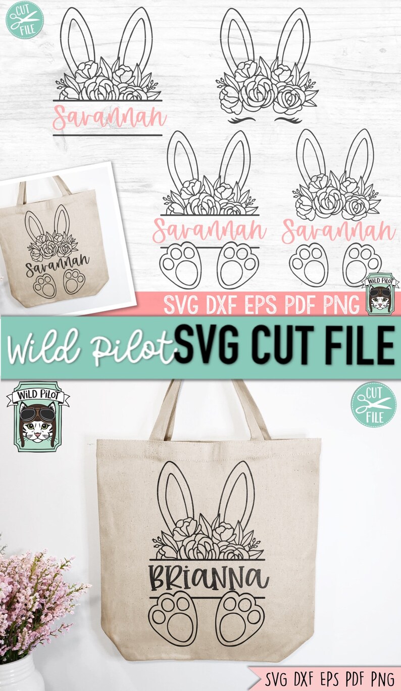 Bunny SVG Easter Monogram Frame SVG Cut File Easter Bunny | Etsy