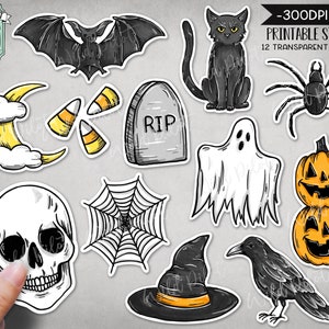 PRINTABLE Halloween Sticker Files PNG File, Halloween Planner Stickers ...