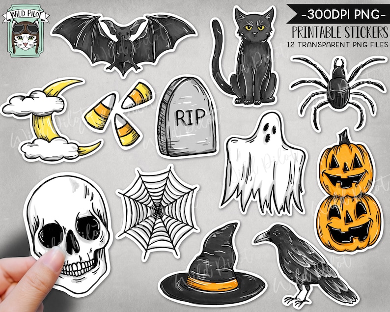 PRINTABLE Halloween Sticker Files PNG File Halloween Planner | Etsy