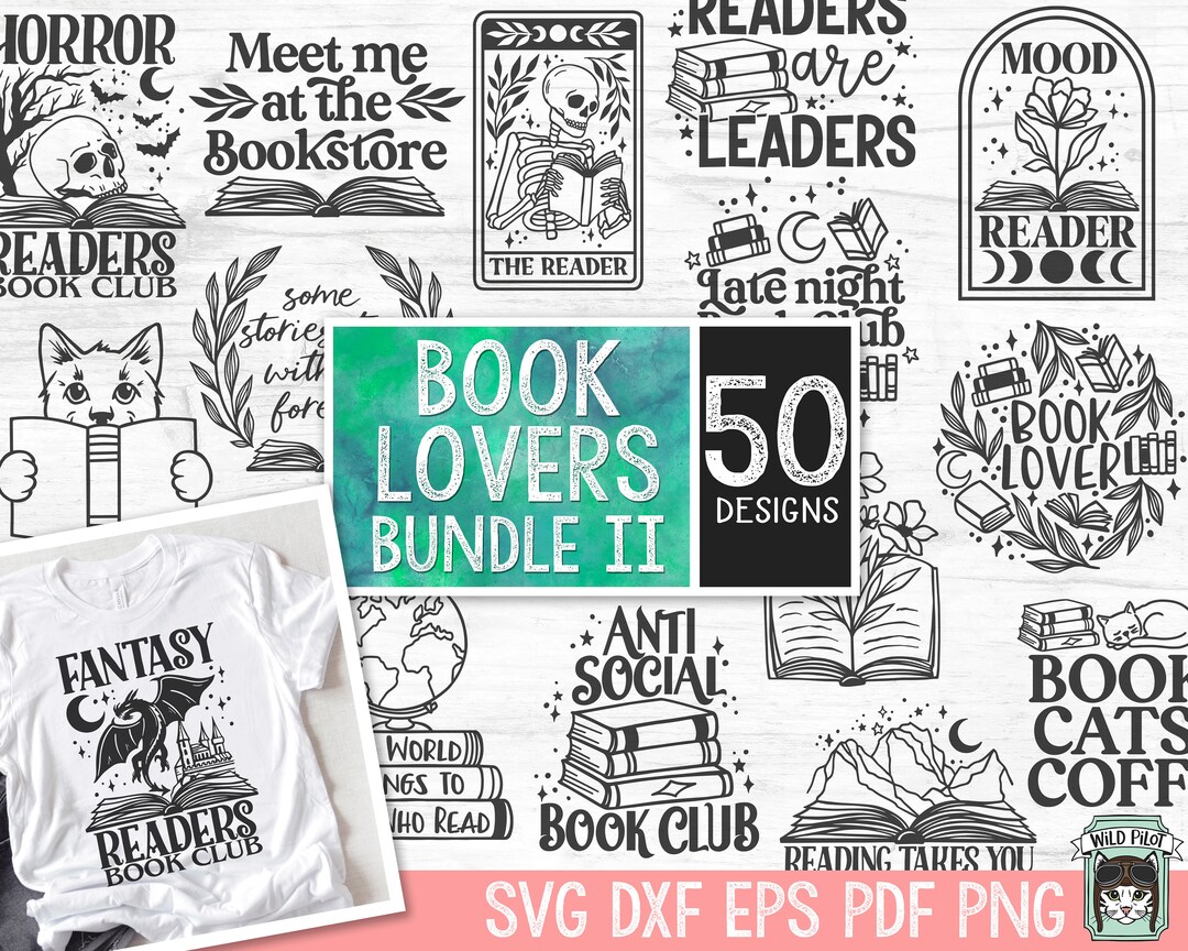 Book Lover Bundle SVG File, Book SVG, Library SVG, Flower Book Svg ...
