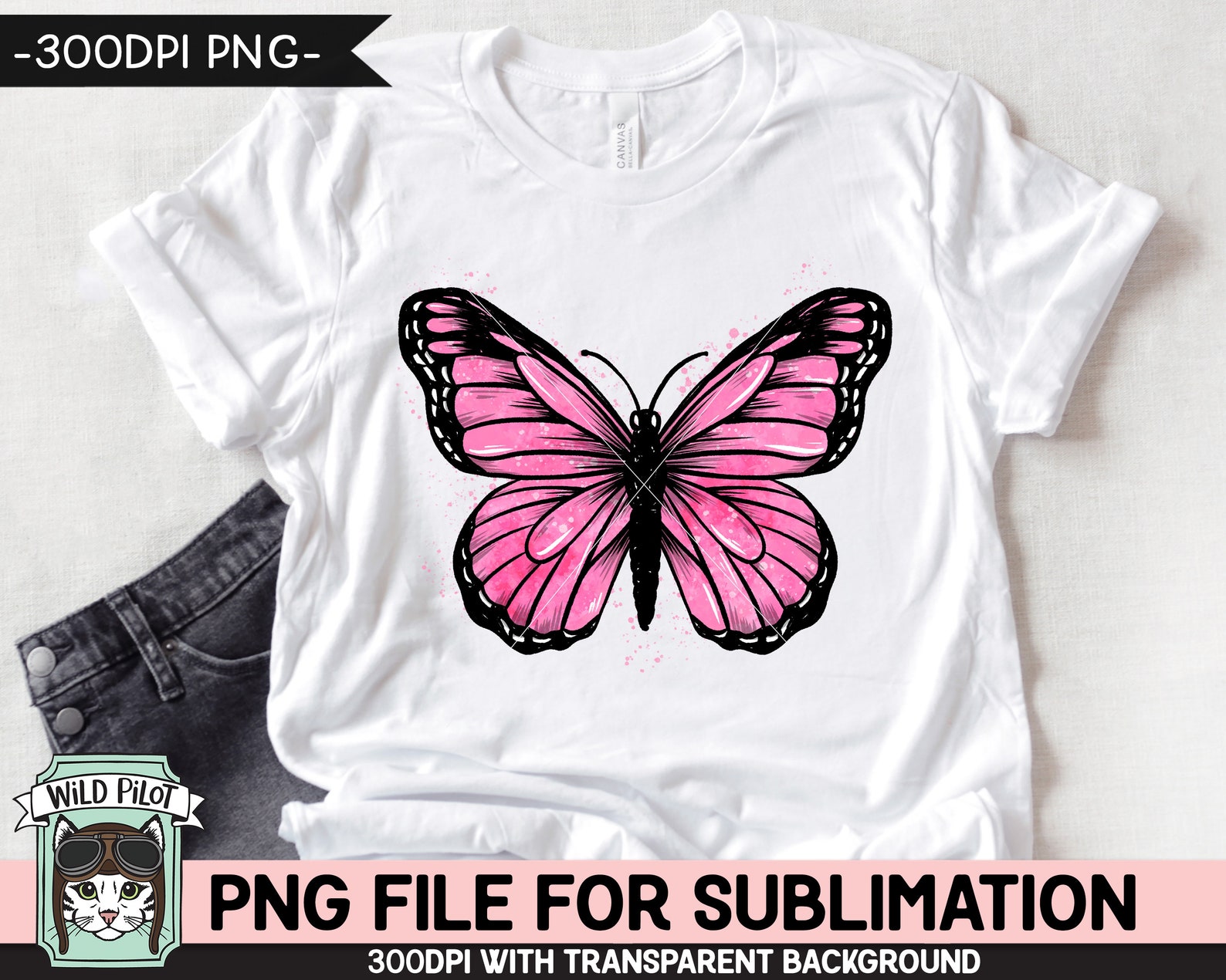Pink Butterfly SUBLIMATION Design PNG, Watercolor Butterfly Sublimation ...