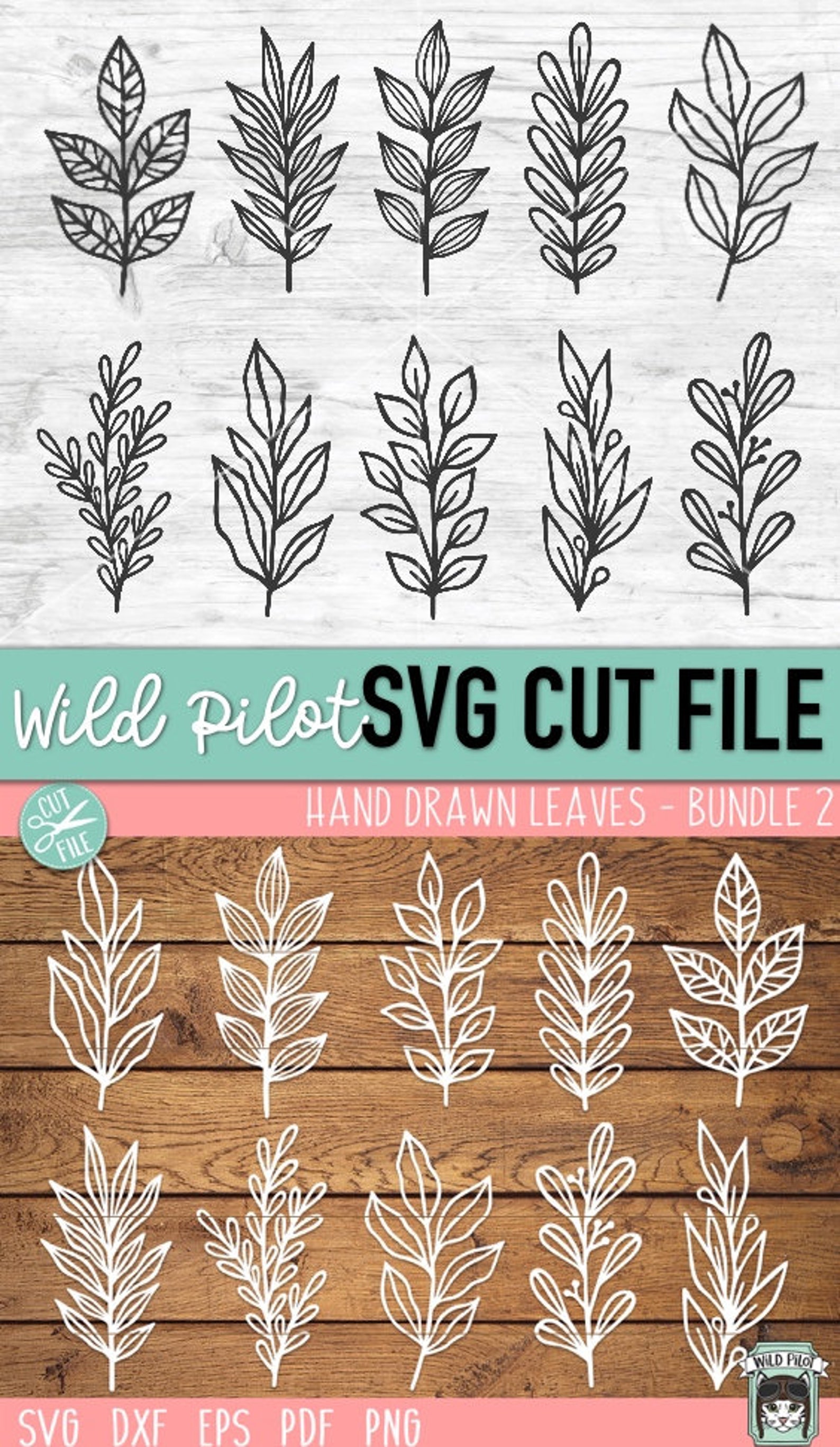 Leaves Bundle SVG, Leaf Doodles SVG Files, Leaf Cut File, Plant Cut ...