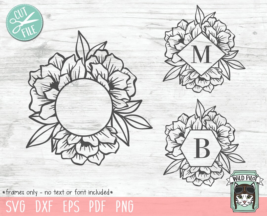 Flower Monogram Frame SVG File, Monogram Frame Cut File, Flower Border ...