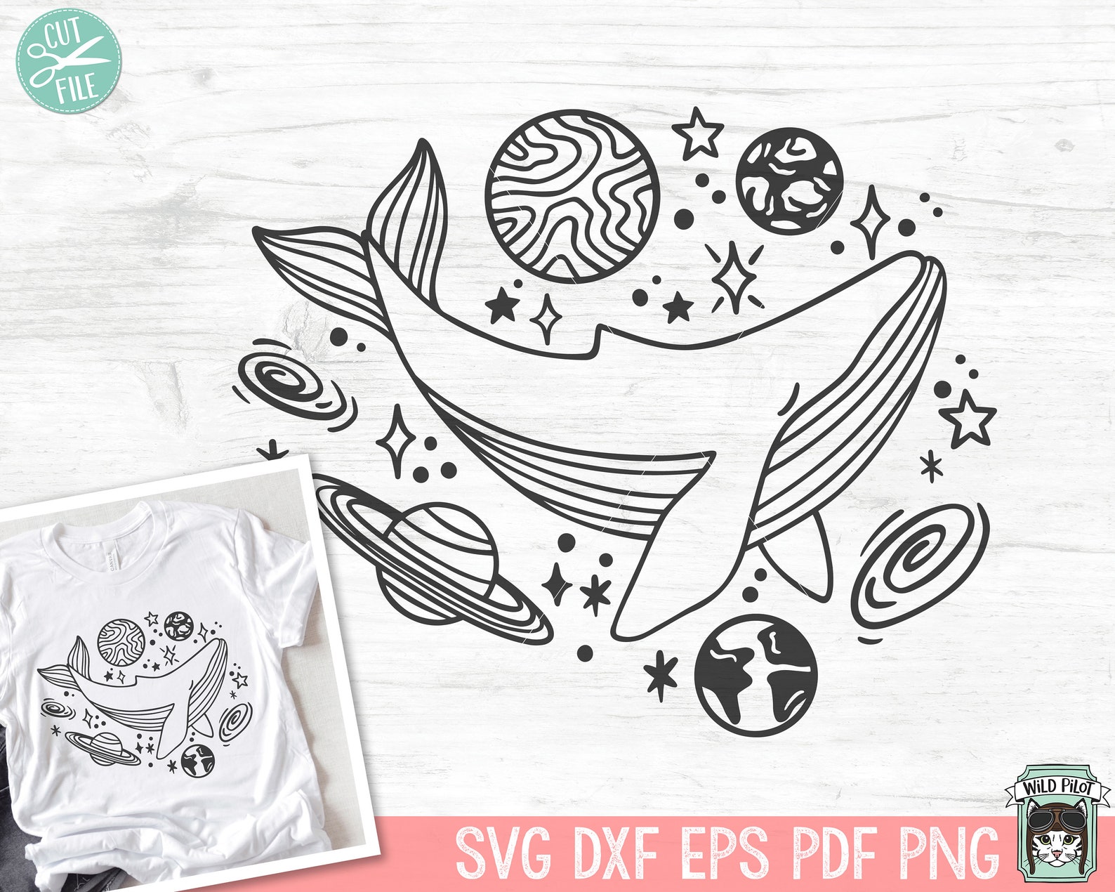 Whale SVG Cut File Space SVG Galaxy Svg Ocean Animals SVG - Etsy