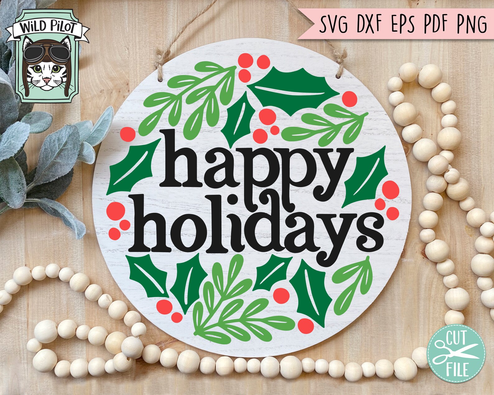 Happy Holidays Sign SVG File, Happy Holidays Cut File, Christmas Decor ...