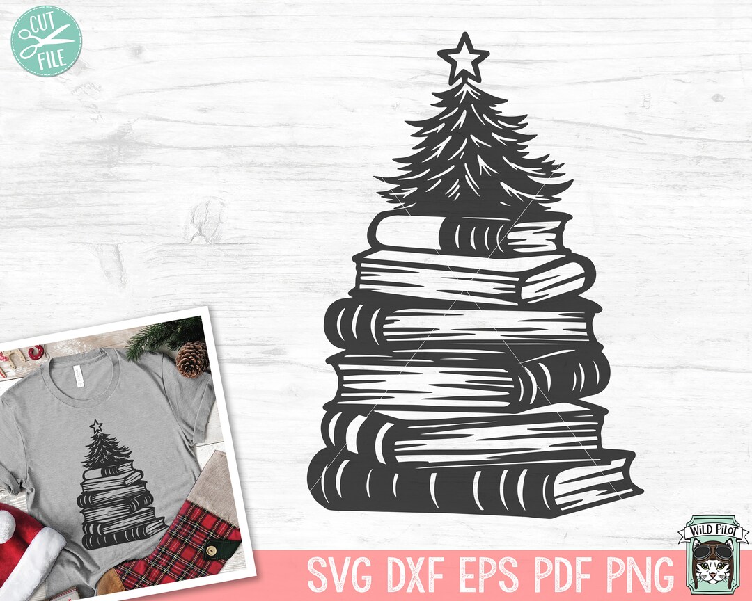 Christmas Book SVG, Book Christmas Tree Svg, Reading Svg, Christmas ...