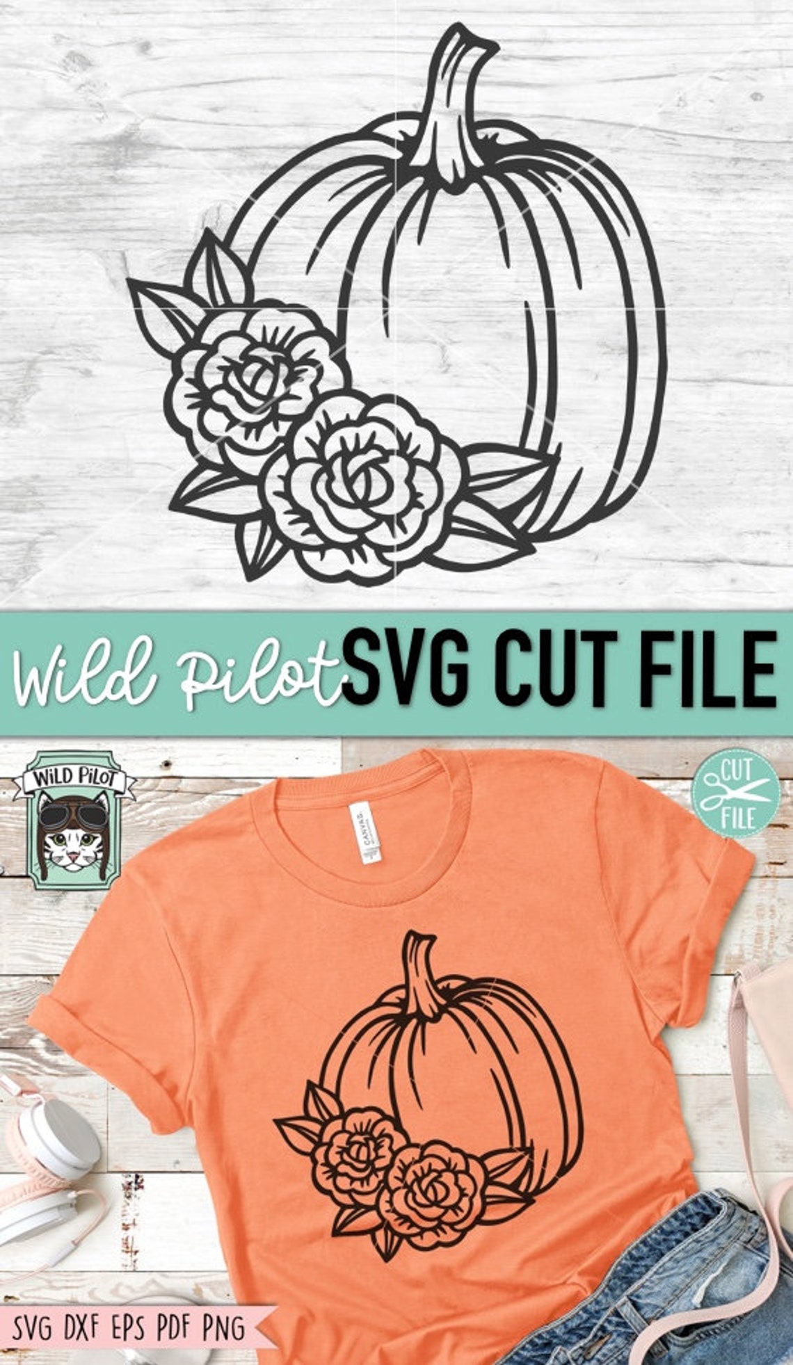 Floral Pumpkin SVG File, Flower Pumpkin Svg, Pumpkin Cut File, Fall ...