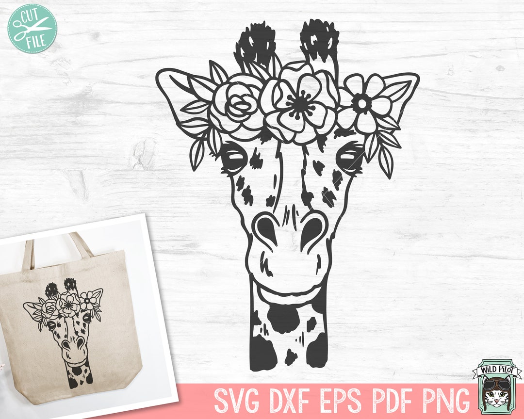 Floral Giraffe SVG File, Giraffe With Flower Crown SVG, Giraffe Cut ...