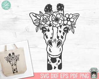 Floral Giraffe SVG File Giraffe With Flower Crown SVG Giraffe Cut File ...