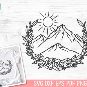 Floral Mountains SVG, Mountain Flowers SVG, Adventure SVG, Mountains ...