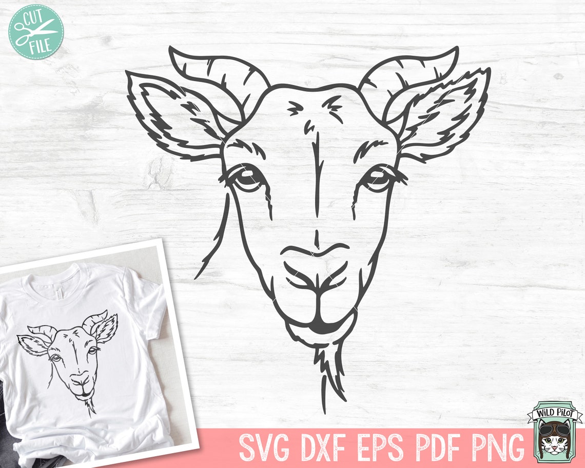 Goat Svg File, Goat Cut File, Animal Face, Cute Goat Svg, Goat Face Svg ...