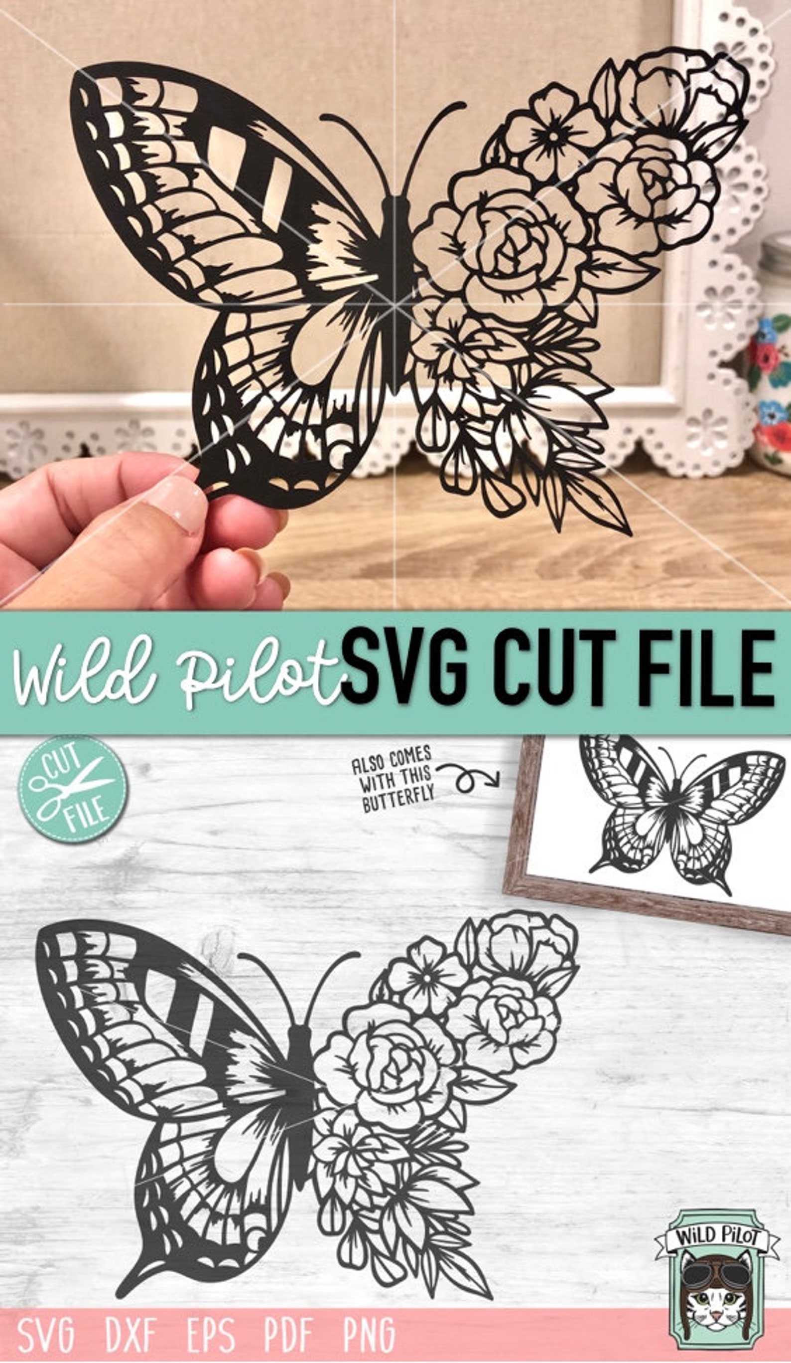 Butterfly SVG File Floral Butterfly Svg Butterfly Flowers - Etsy