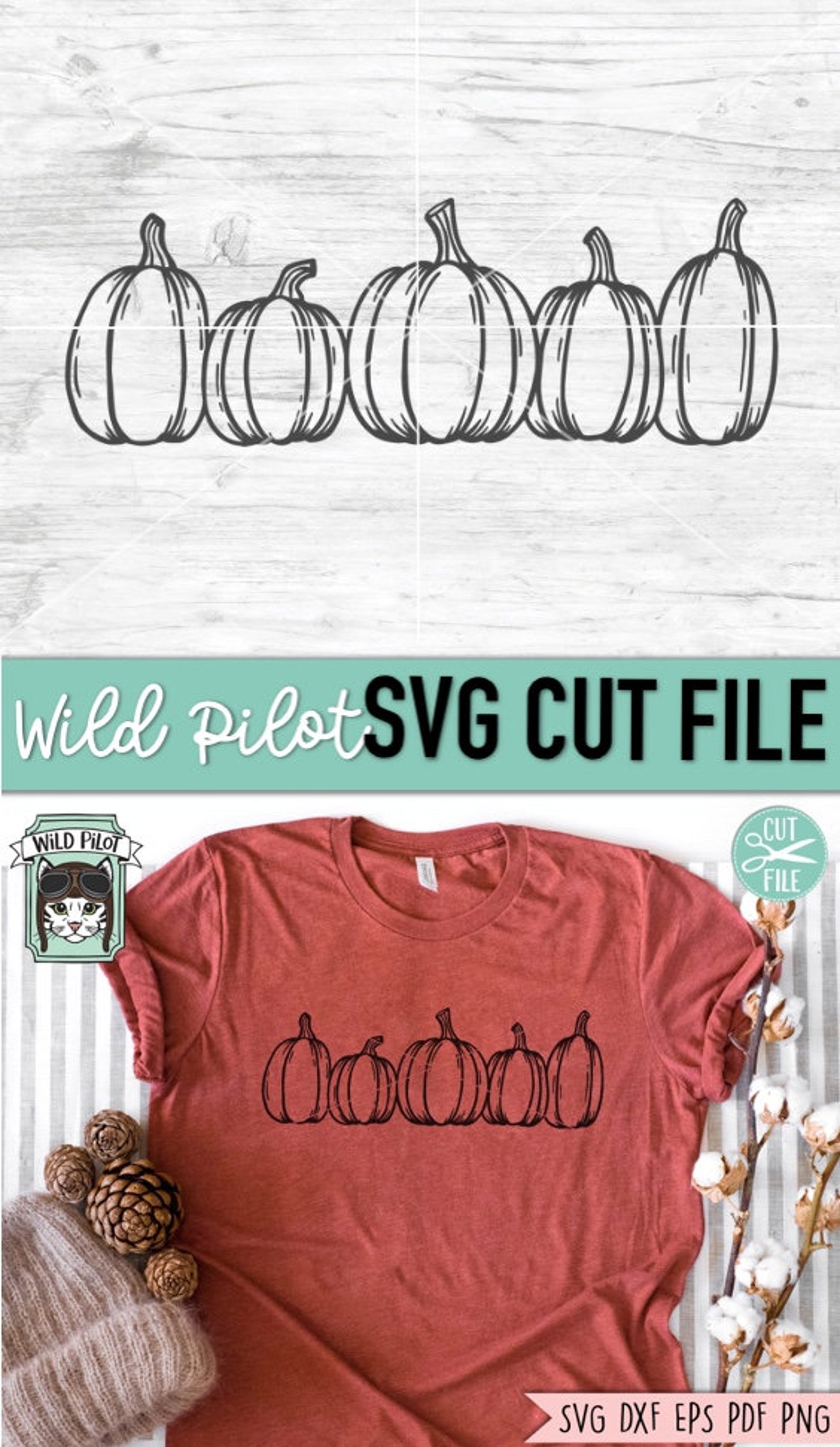 Pumpkin SVG, Row of Pumpkins SVG, Pumpkins Cut File, Thanksgiving Svg ...