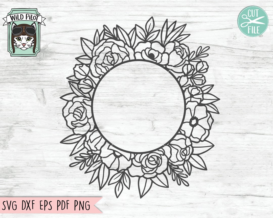 Floral Frame SVG, Floral Frame Cut File, Round Flower Frame, Floral ...