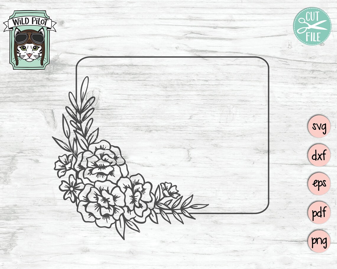 Flower Frame SVG File, Flower Frame SVG Cut File, Floral Rectangle ...