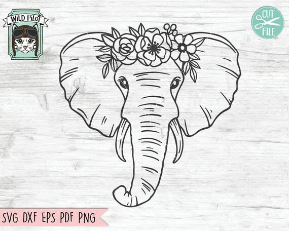 Elephant SVG File Elephant With Flower Crown SVG Elephant - Etsy