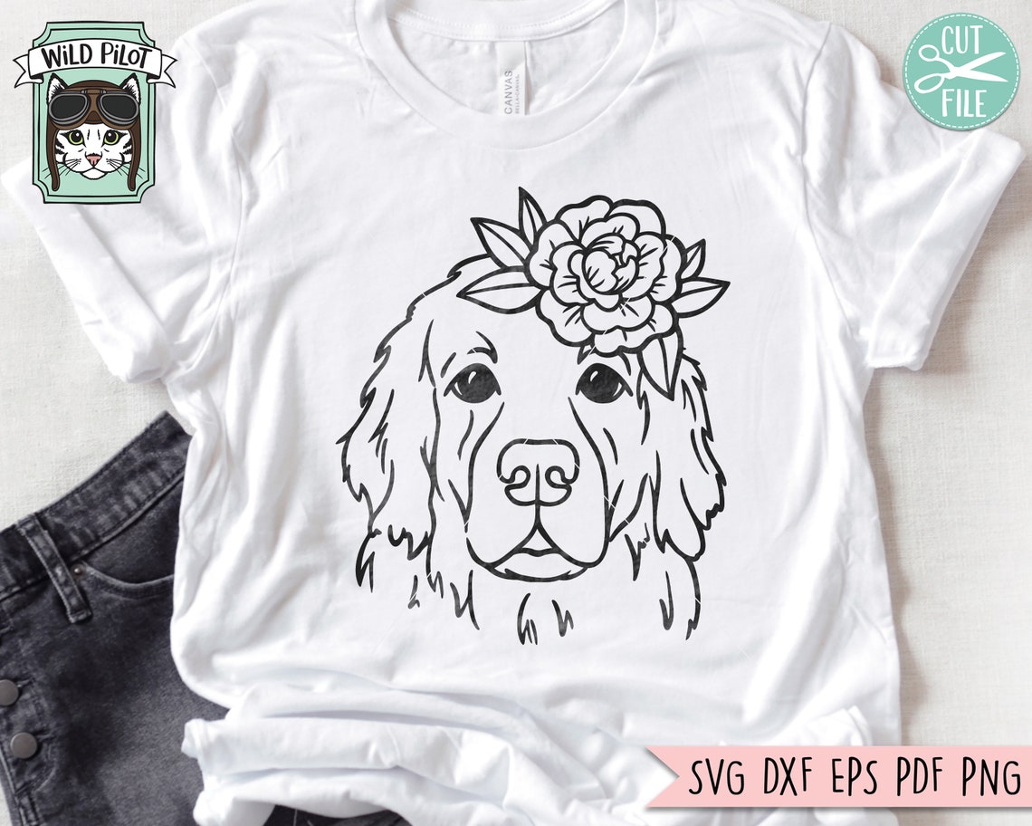 Dog SVG File, Floral Dog SVG, Dog With Flowers Svg Cut File, Floral ...