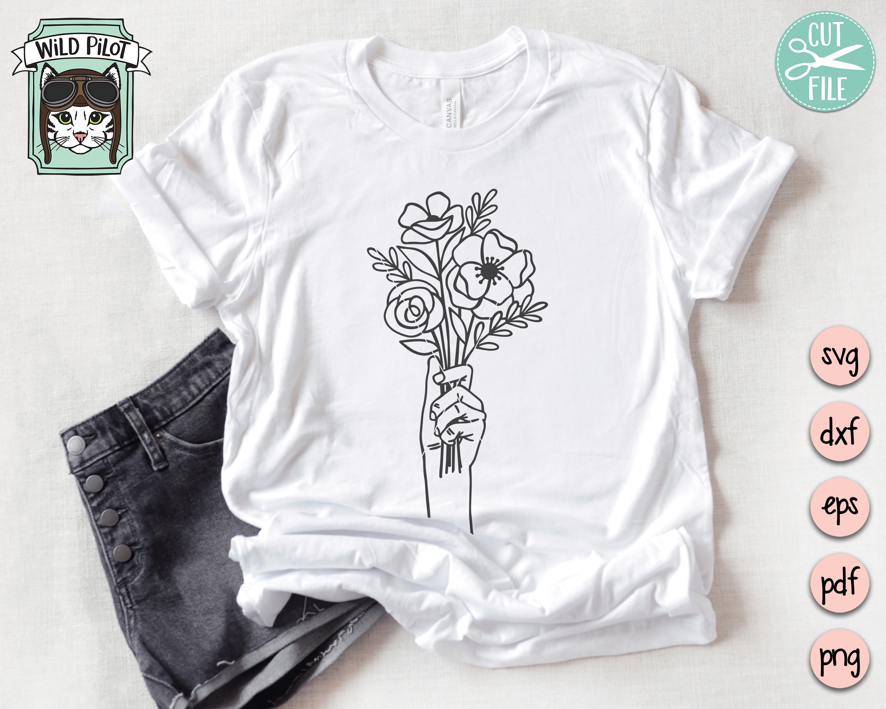 Hand Holding Flowers Svg File, Hand Holding Bouquet Cut File, Flower ...