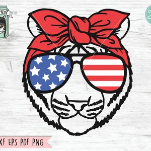 July 4th Tiger SVG, Fourth of July Tiger Svg File, Tiger Glasses Svg ...