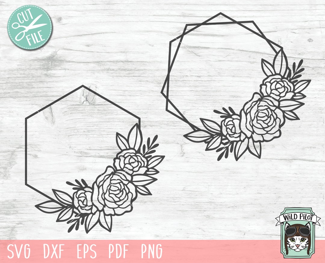 Flower Frame SVG, Hexagon Flower Frame SVG, Floral Frame Cut File ...