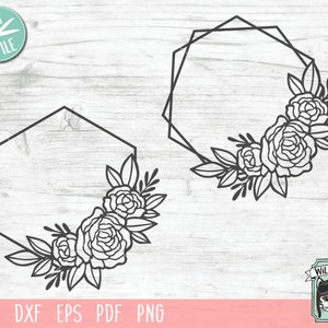 Flower Frame SVG, Hexagon Flower Frame SVG, Floral Frame Cut File ...