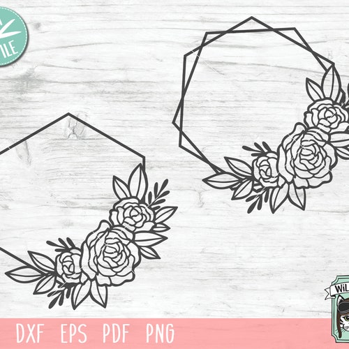 Floral Frame SVG File Monogram Frame Flower Border SVG - Etsy