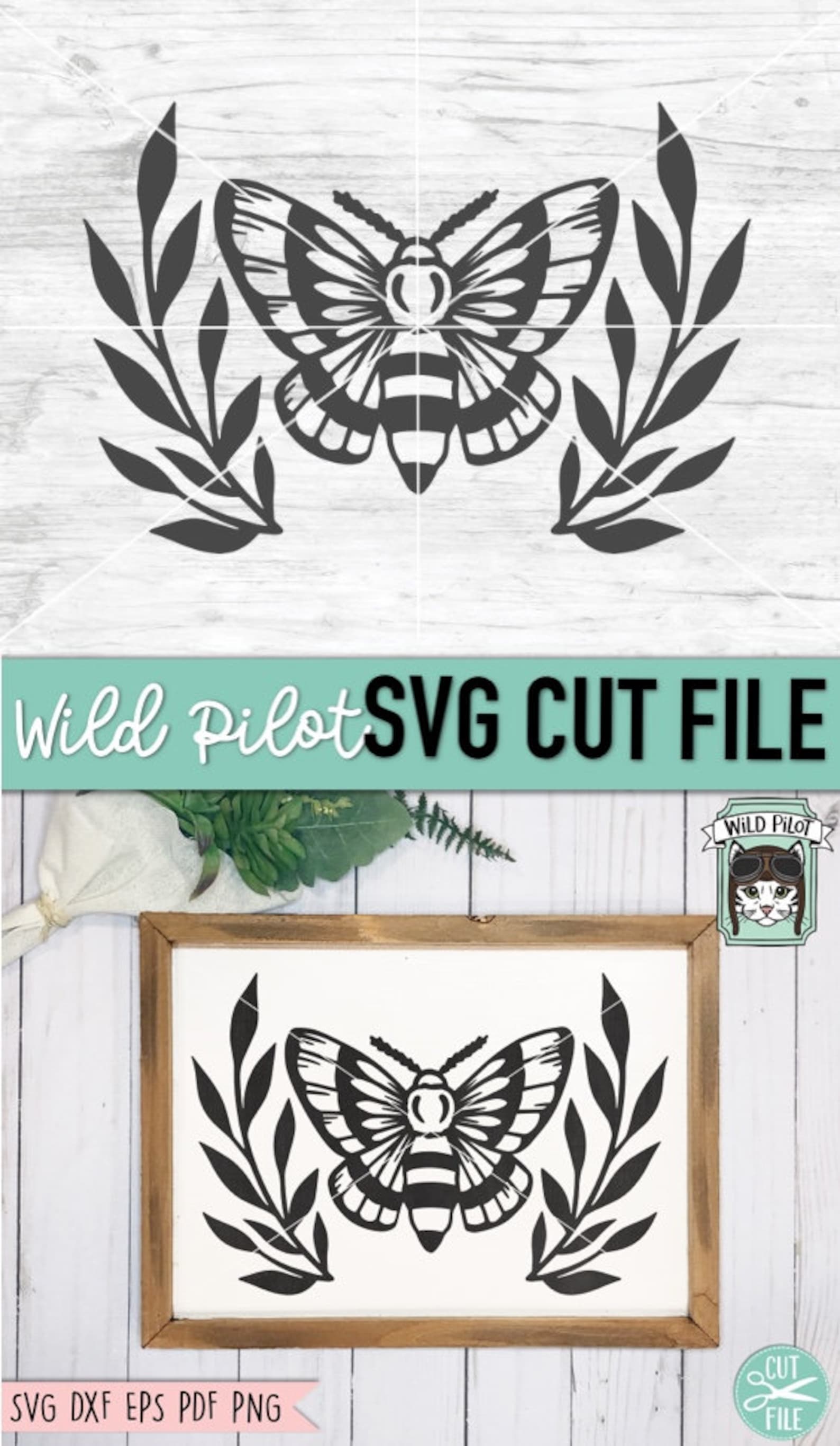 Moth SVG File Moth Wreath SVG Moth Cut File Mystical SVG - Etsy