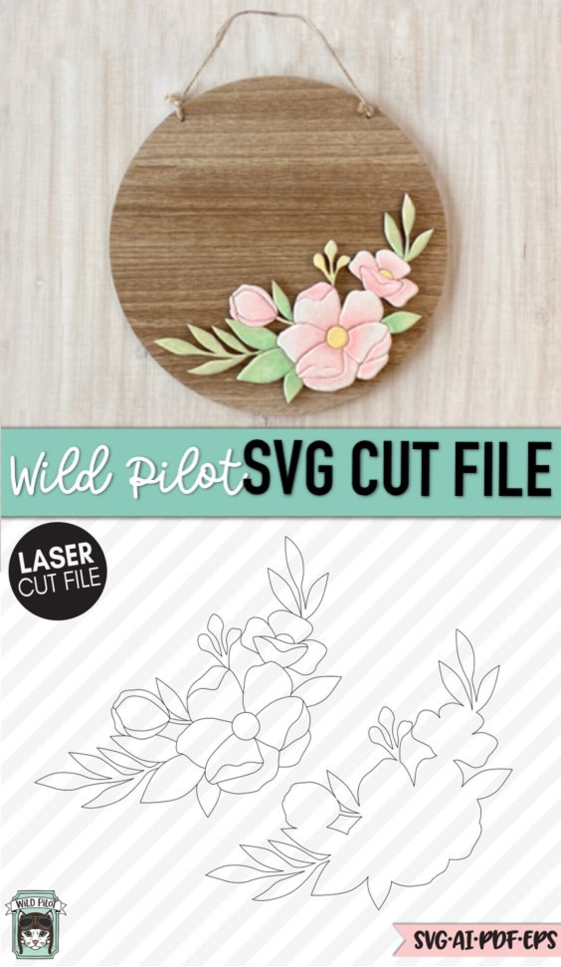 Flower LASER Cut File SVG, Floral LASER File, Single Line Flower Laser ...