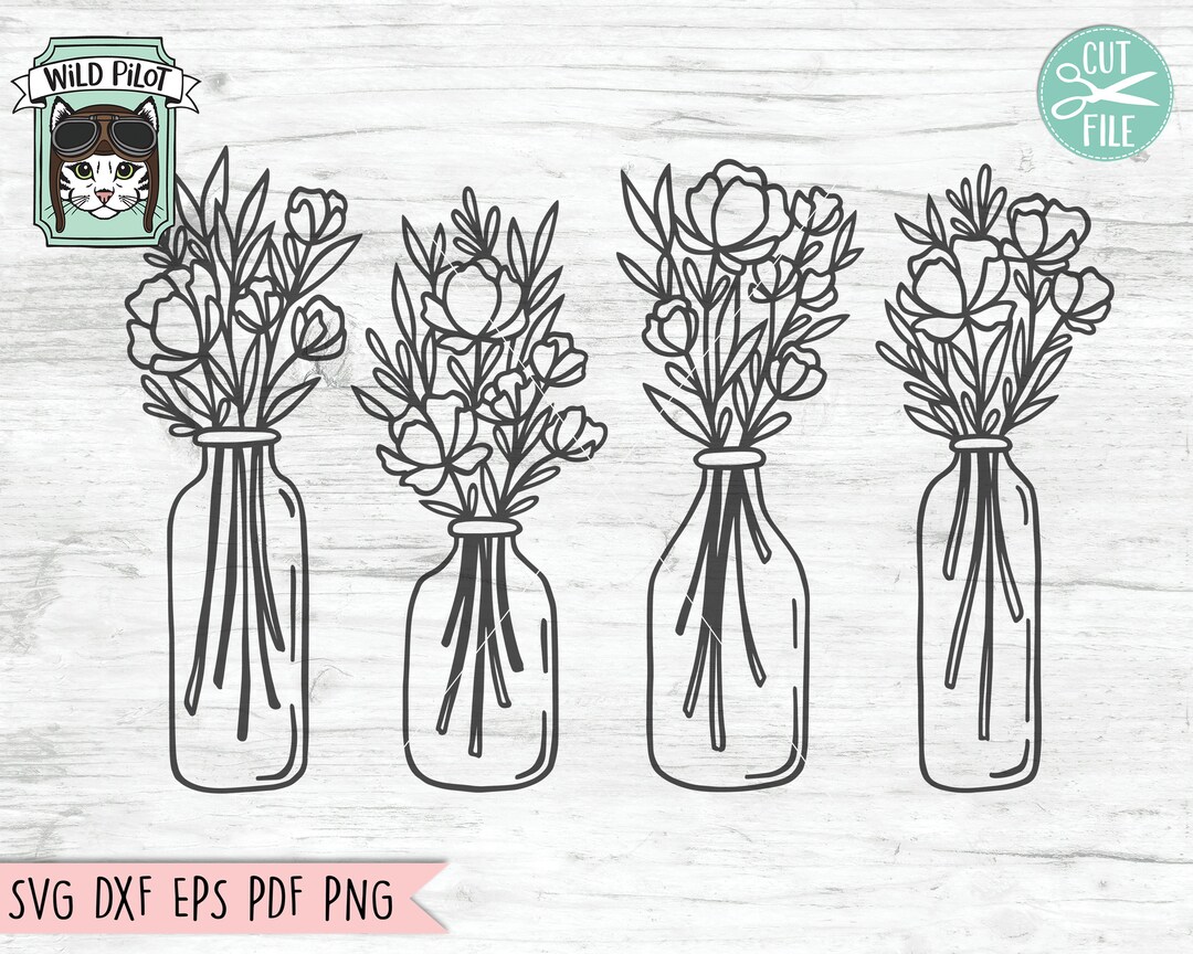 Flower Vase SVG File, Flower SVG Files, Floral Svg Files, Flower Cut ...