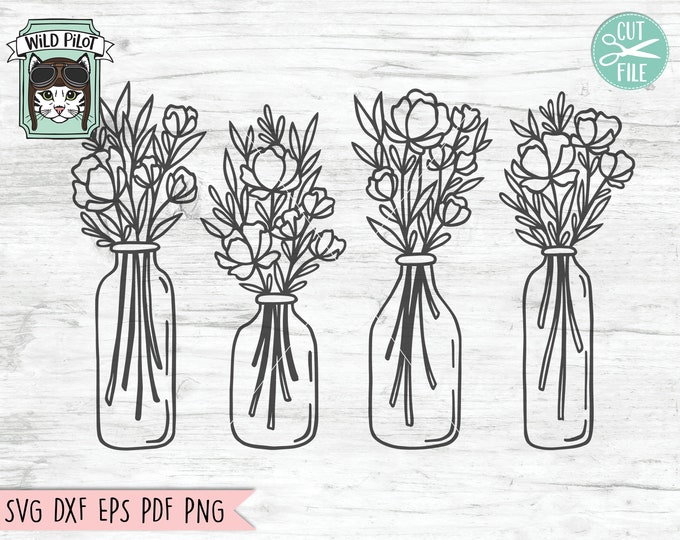 Flower Vase SVG File, Flower SVG Files, Flower Cut Files, Floral Vase ...