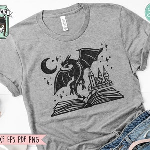 Book SVG, Dragon SVG, Fantasy SVG, Reading Svg, Halloween Svg, Mystical ...