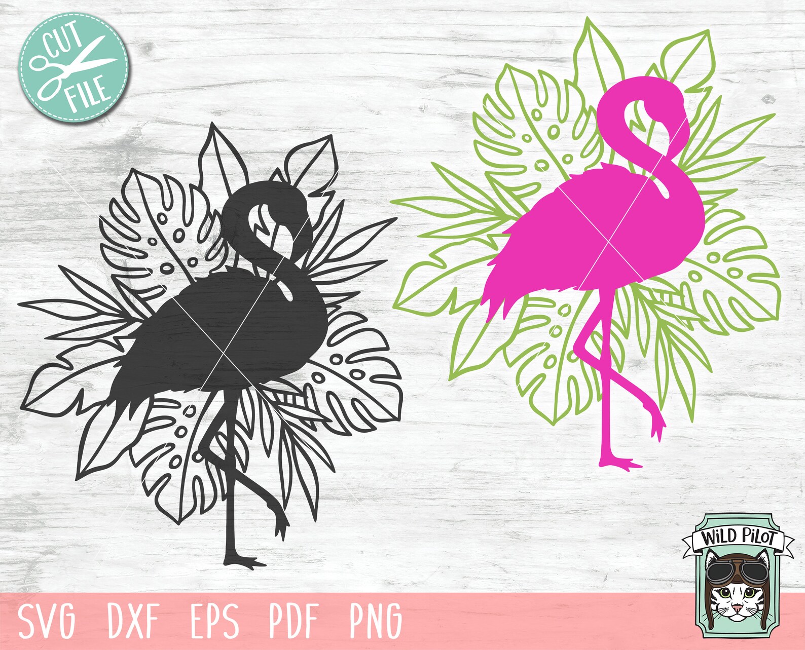 Flamingo SVG Cut File, Flamingo Leaves Svg, Flamingo Tropical Leaves ...