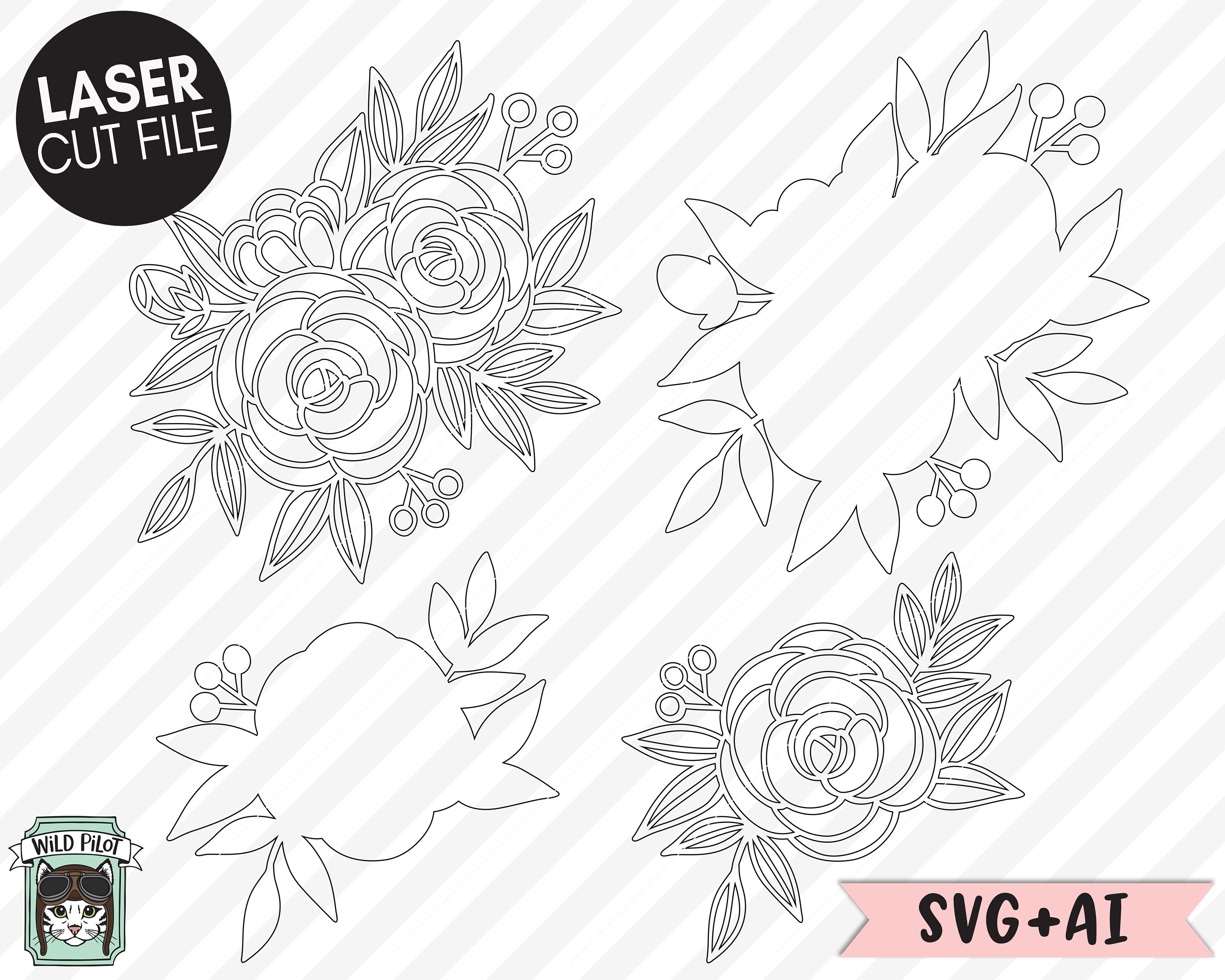 Flower LASER Cut file SVG Floral LASER File Laser svg files | Etsy